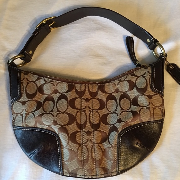 Coach | Bags | Coach Hobo Brown Leather Trim Bag | Poshmark